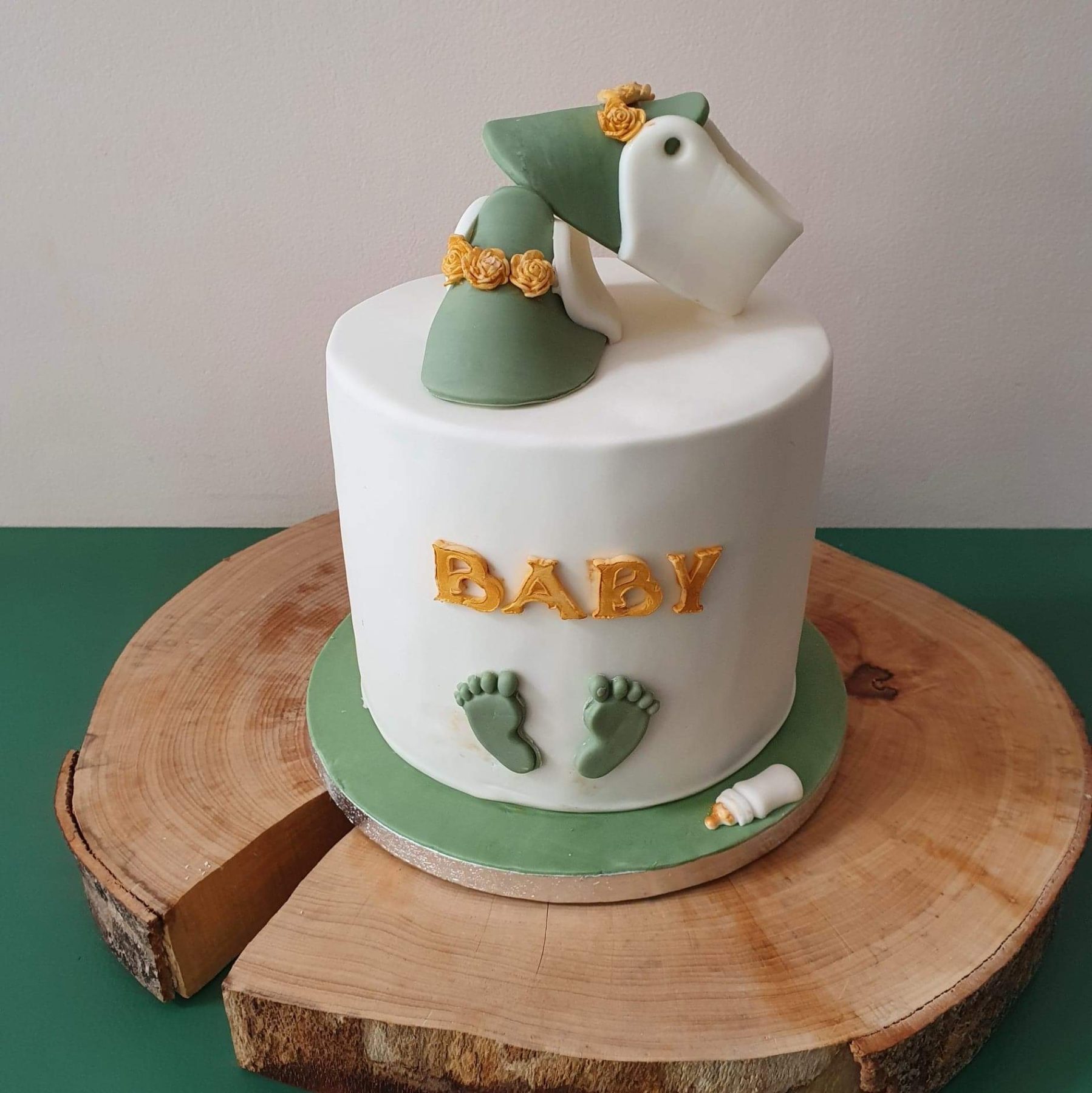 Le Baby Shower vert & gold » Sugar Sugar, Cake design à Nantes